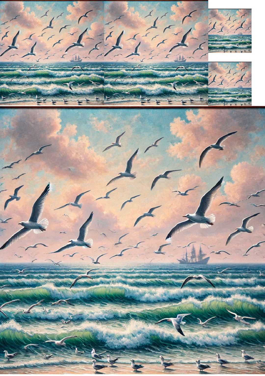 Rice Paper for Decoupage, Seaside and Seagulls Collage Sheet, Paper for ...