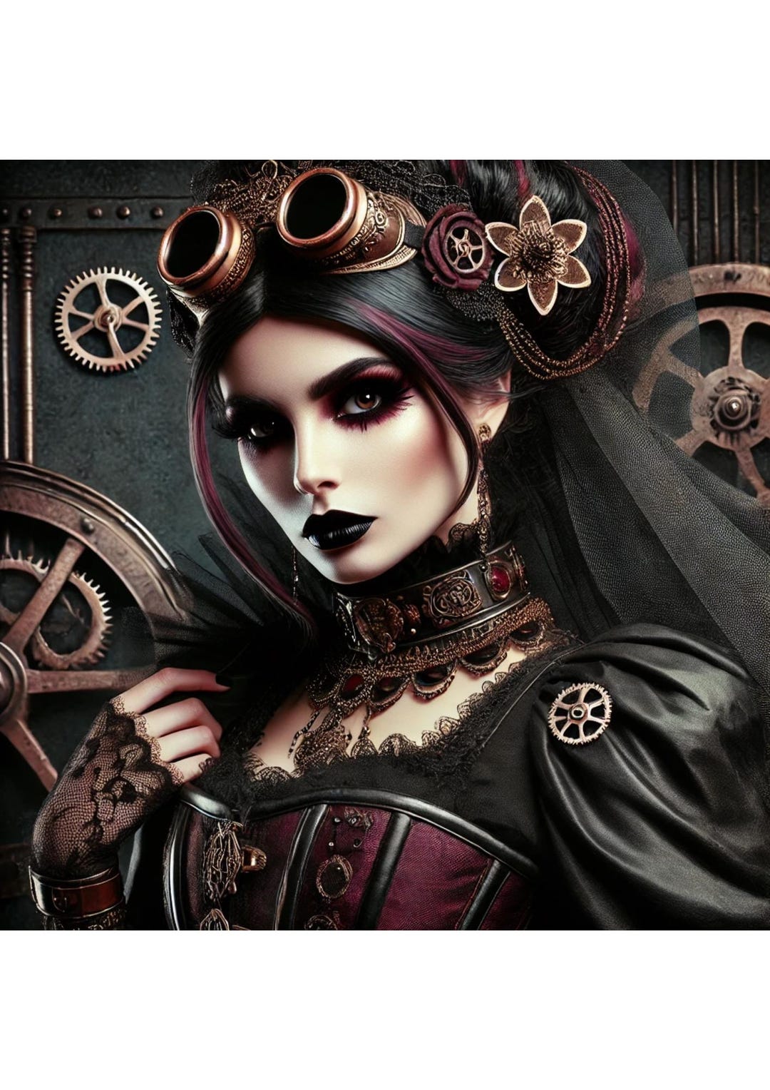 Steampunk Woman Rice Paper, Gothic Lady Decoupage Paper, Dark Fantasy ...