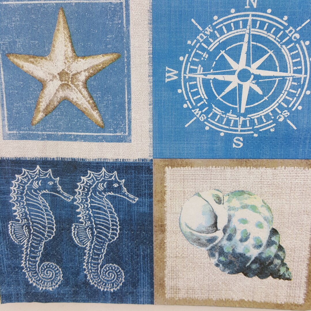 Marine Shell Paper Napkins: Decoupage, Scrapbooking, Collage (set of 4 ...