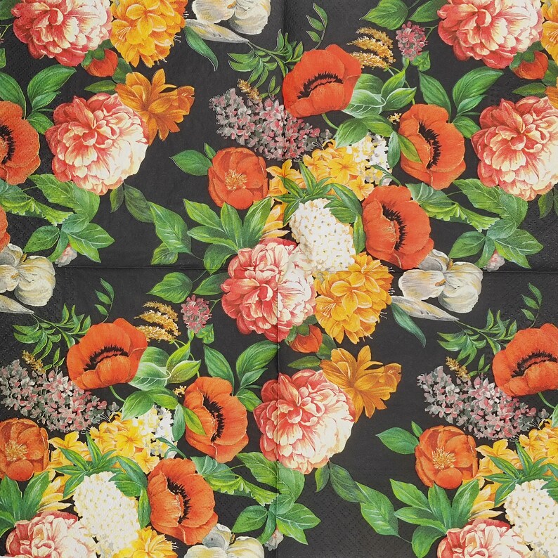 4 Summer Flowers Paper Napkins for Decoupage Craft Collage Journal ...