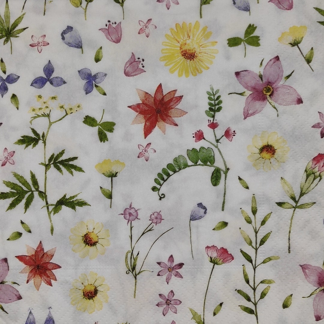 4 Flower Meadow Paper Napkins for Decoupage Craft Collage Journal ...