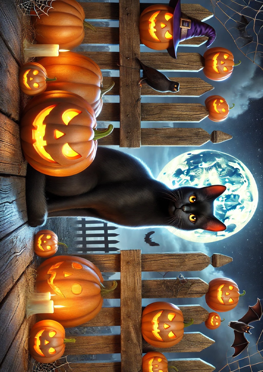 Black Cat & Pumpkins Rice Paper: Halloween Decoupage, Scrapbooking (A4 ...