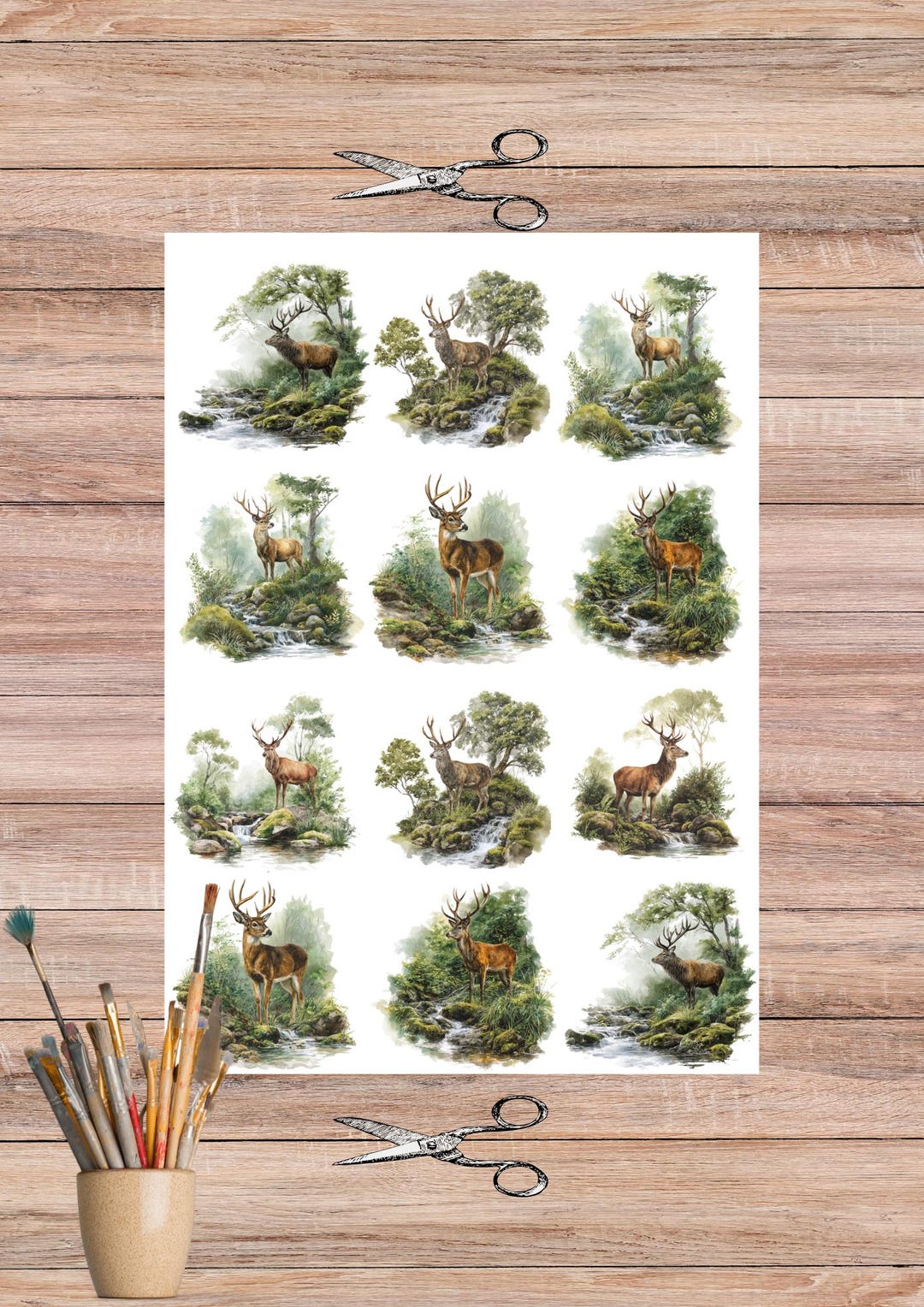 Majestic Deer Rice Paper, Landscape Forest Scene Art Print for Crafting ...