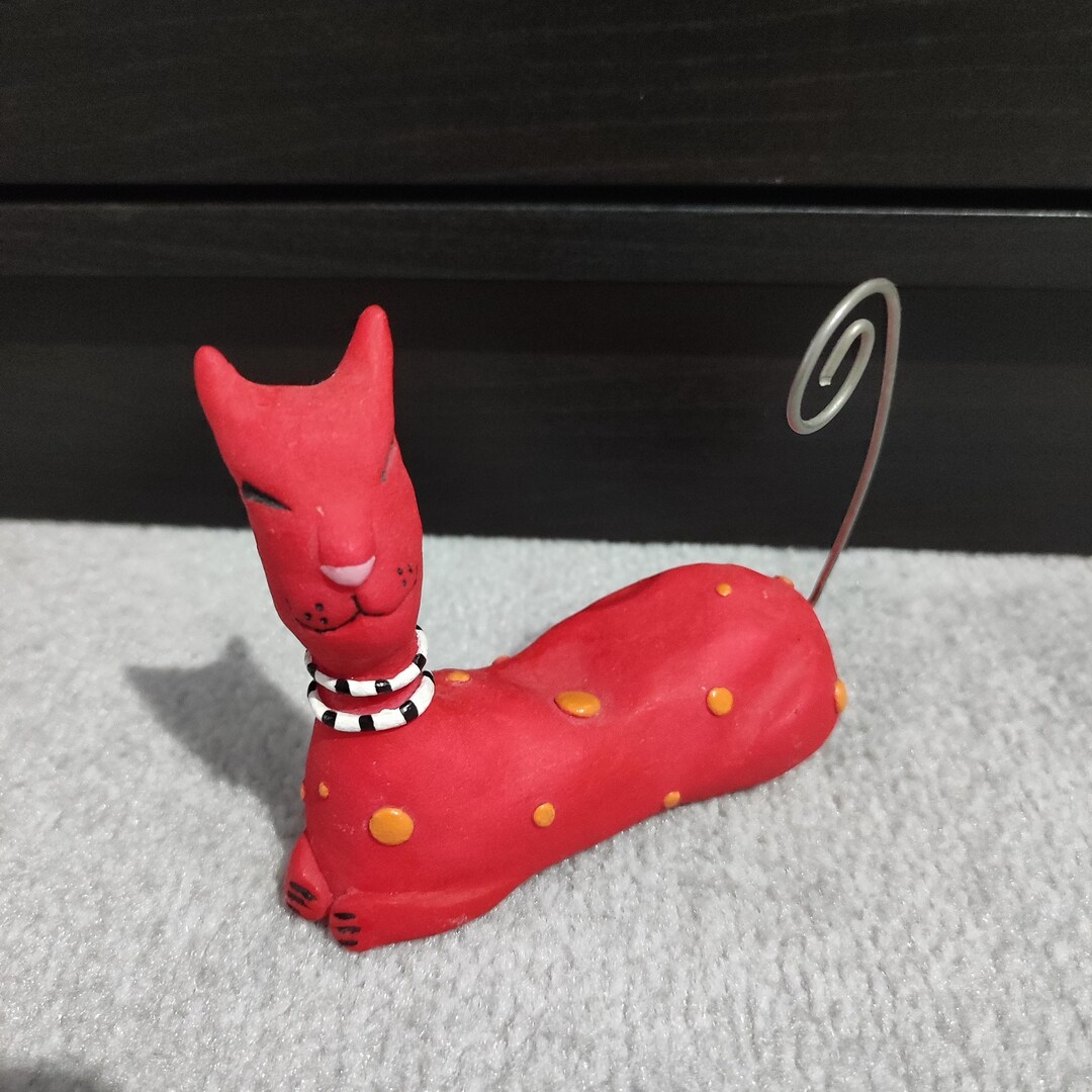 Small Red Cat Figurine Futuristic Cat, Vintage Cat, Home Decoration ...