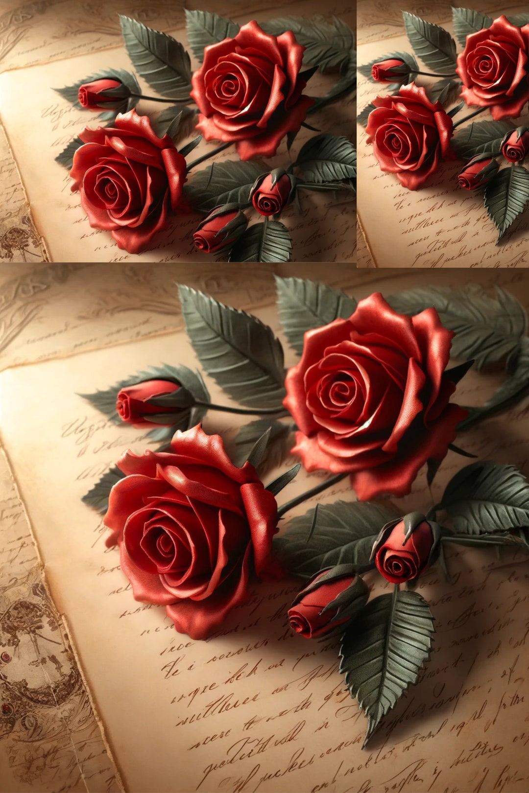 Romantic Rose and Old Letters - Rice Paper for Decoupage & Scrapbooking ...