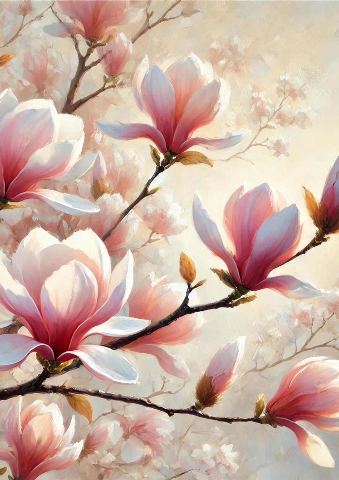 Magnolia Branches Rice Paper: Watercolor Floral Art for Decoupage ...