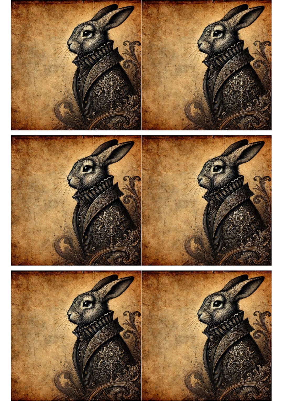 Gothic Hare Collage Sheet 1 A4, Rice Paper for Decoupage, Scrapbook ...