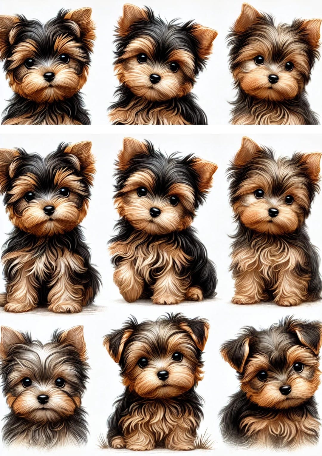 Yorkshire Terrier Puppy Rice Paper, Yorkie Puppy Decoupage Paper, Cute ...