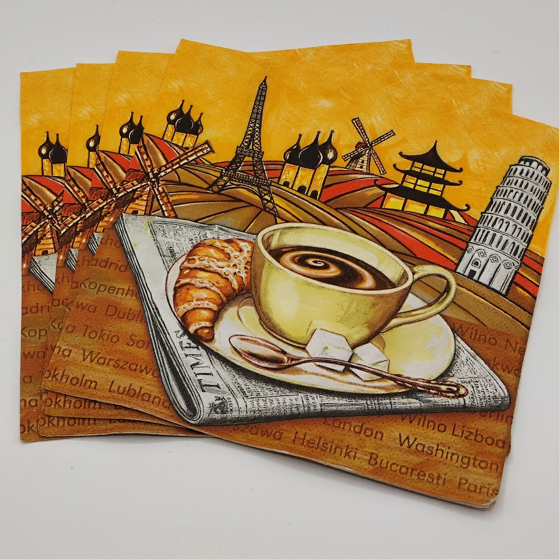 International Coffee Time Paper Napkins: Decoupage Craft, Collage Art ...