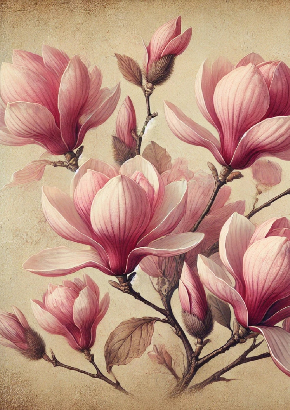 Magnolia Rice Paper: A4 Decoupage Sheet for Junk Journals - Etsy