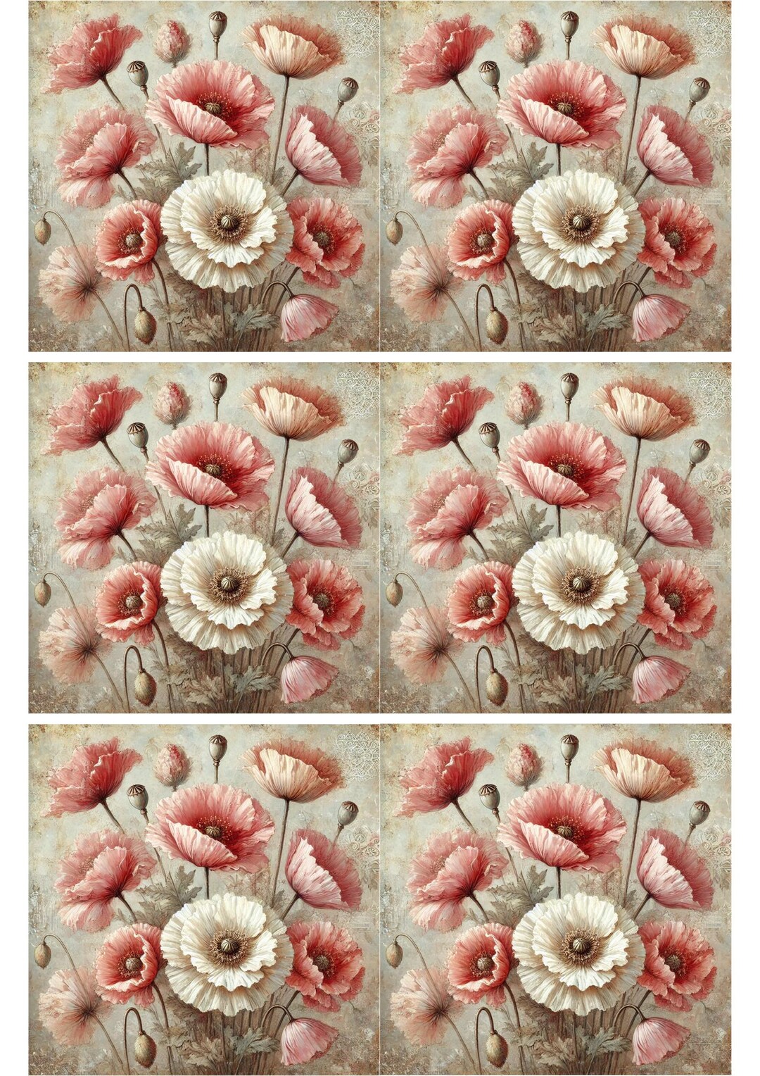 Red Poppies Rice Paper: A4 Floral Collage Sheet for Decoupage - Etsy