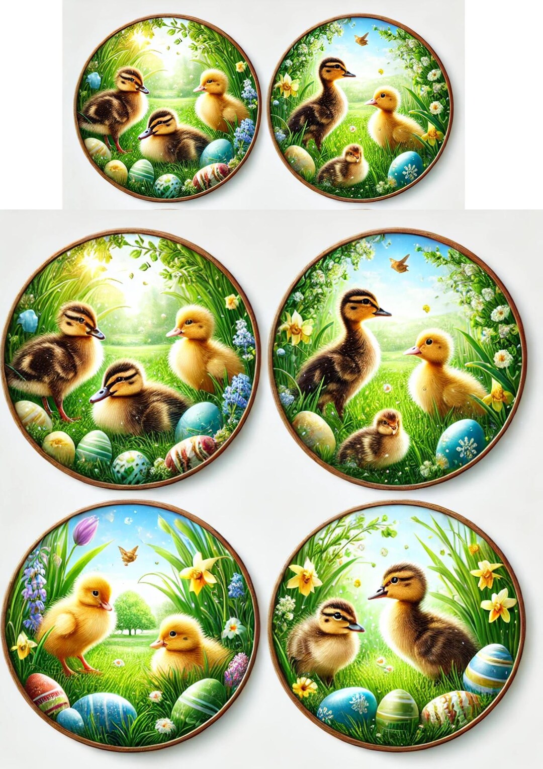 Spring Duckling Rice Paper, Easter Duck Decoupage Paper, Round Frame ...