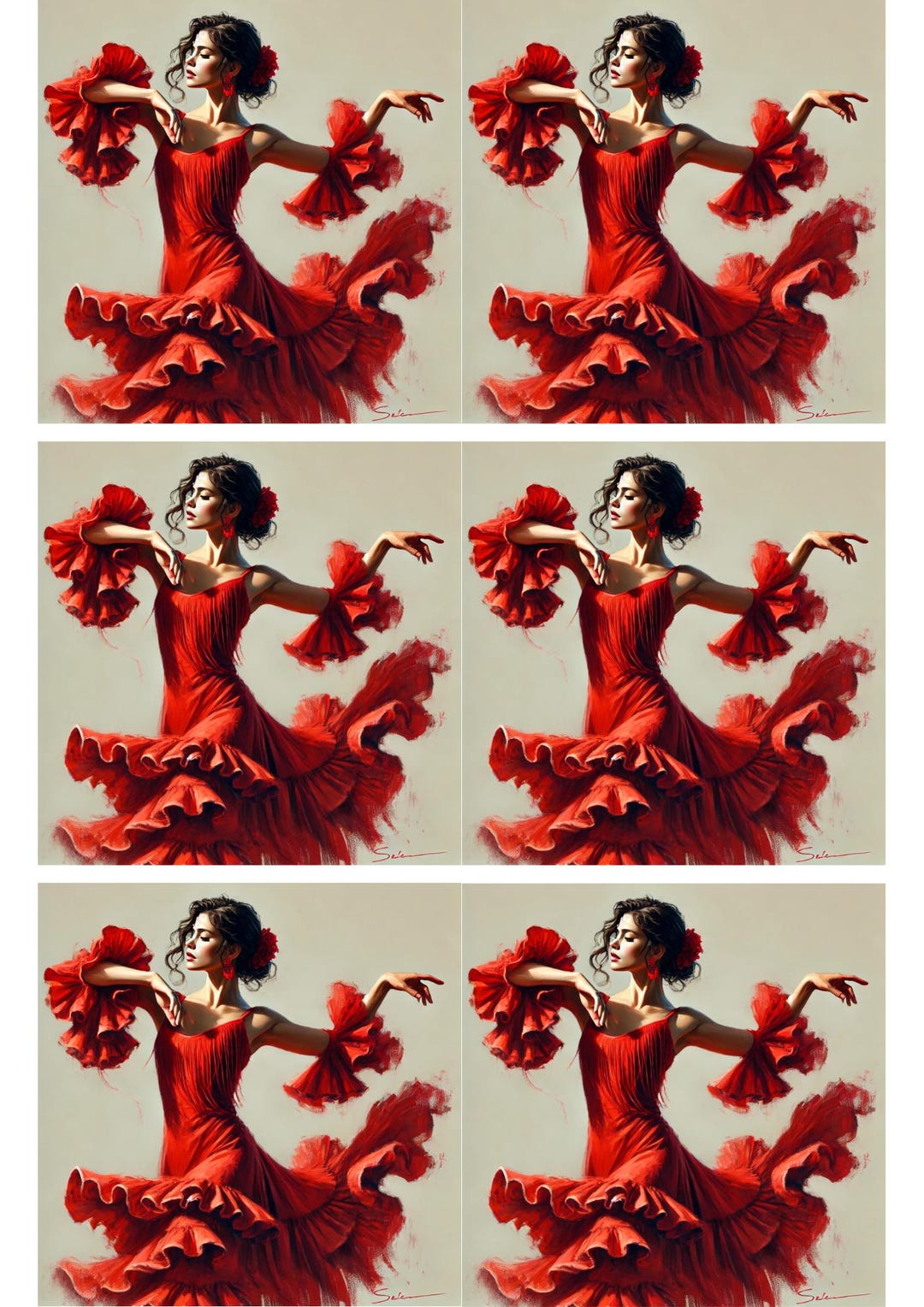 Flamenco Dancer Rice Paper, Spanish Dancer Craft Supplies, Red Dress ...