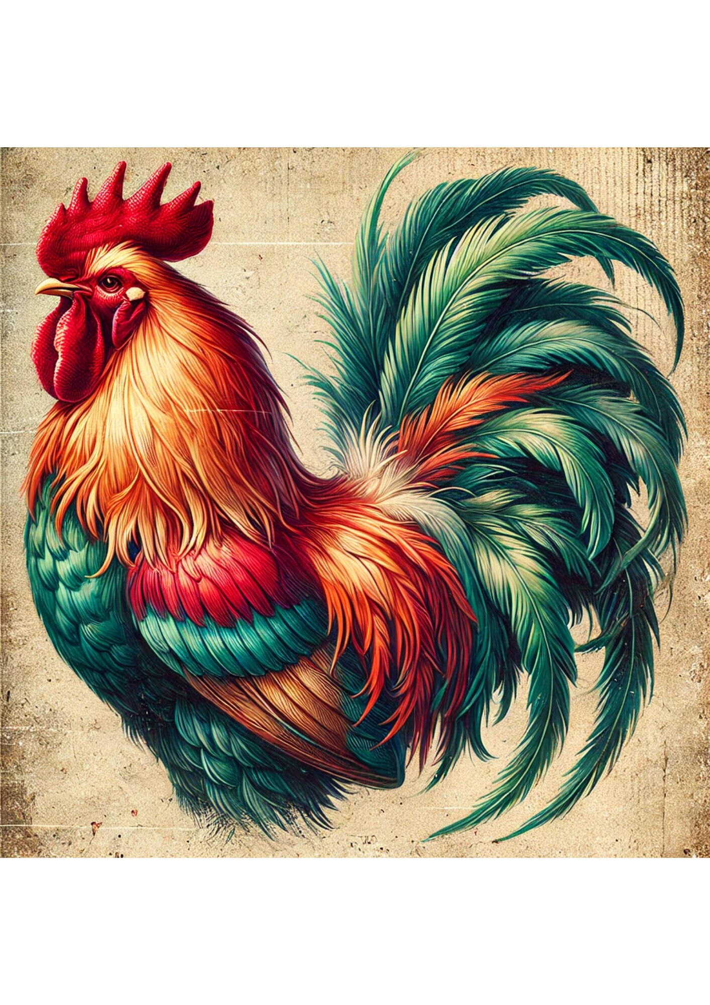 Rice Paper for Decoupage, Proud Rooster, 1 A4 Single Sheet Full Picture ...