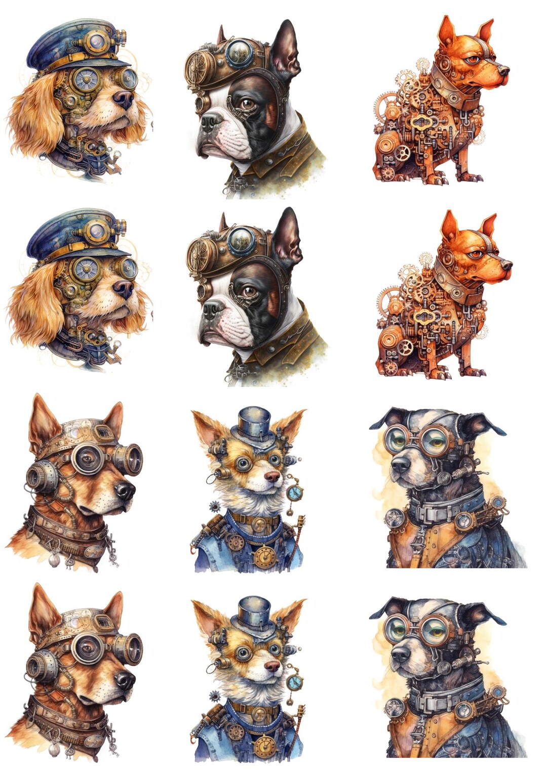 A4 Rice Paper for Decoupage, Steampunk Dog Collage, Artistic Dogs ...
