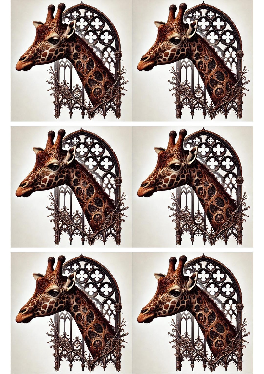 Steampunk Giraffe Rice Paper: Gothic Animal Print A4 for Decoupage - Etsy