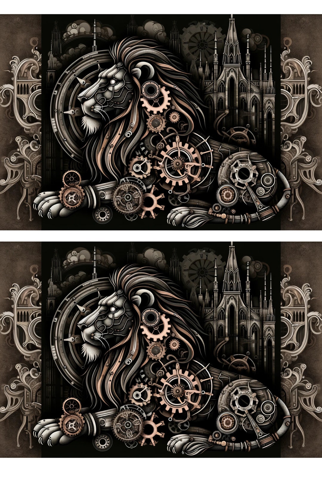 Gothic Steampunk Lion Rice Paper for Decoupage Crafting Scrapbooking ...