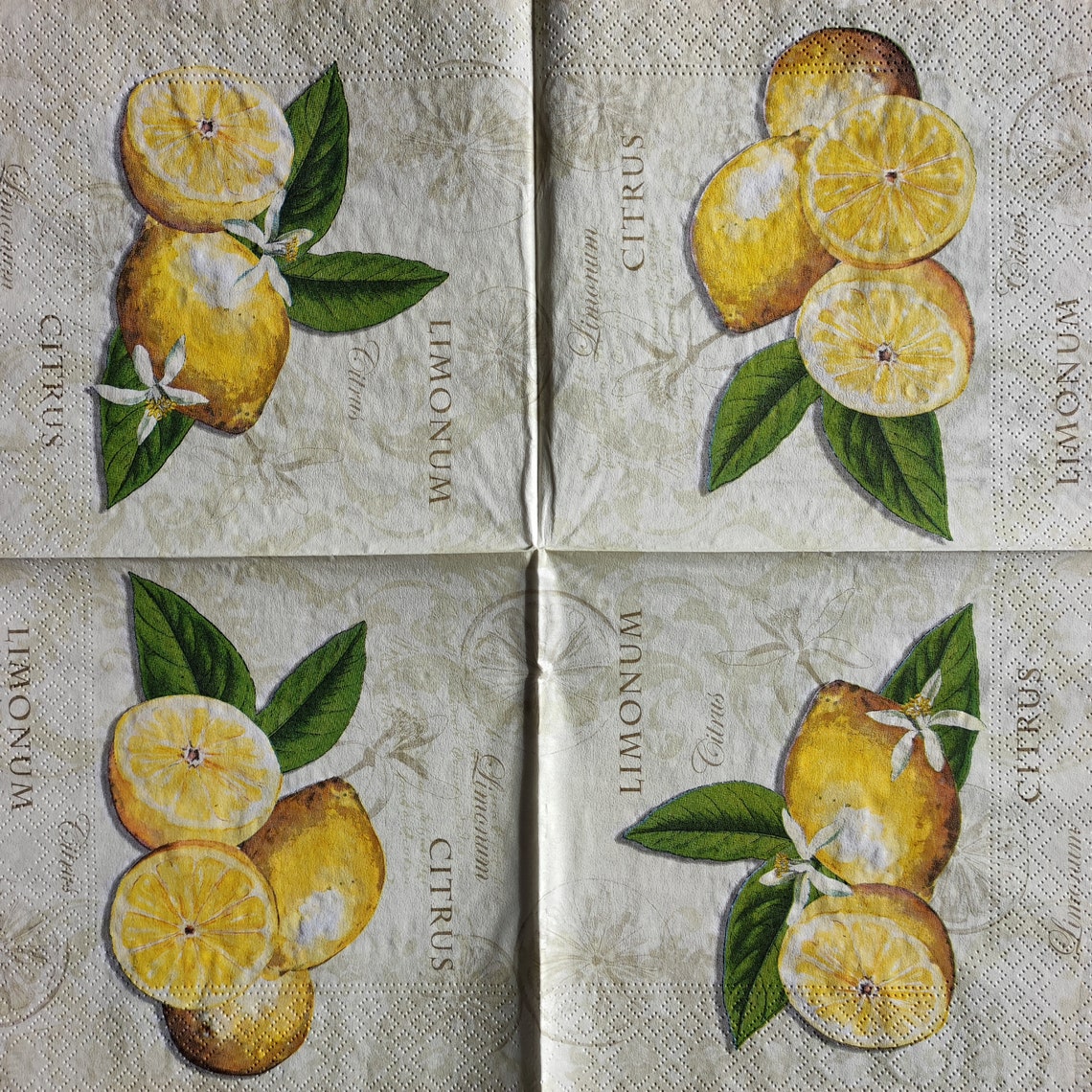 3 Lemon Paper Napkins for Decoupage & Craft Scrapbooking Tissue Paper ...