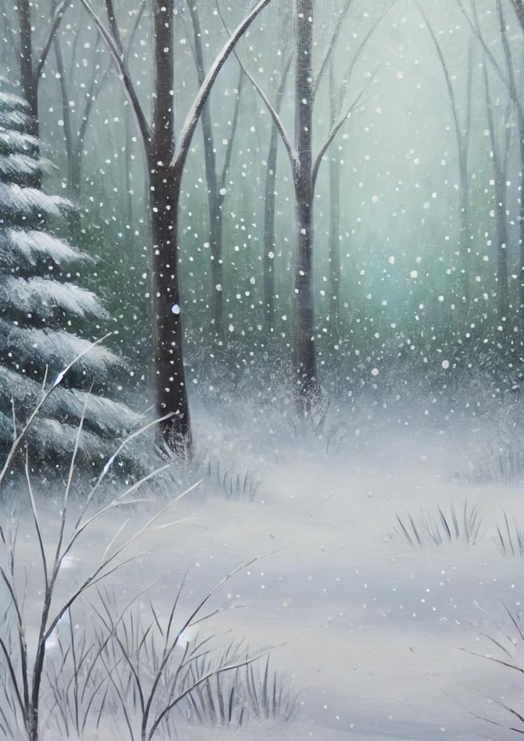 Snowy Winter Forest Decoupage Rice Paper, Printable Rice Paper for ...