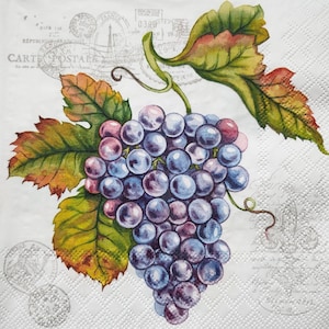 Grapes Napkin for Decoupage Craft Scrapbooking Collage DIY Projects. 4 ...