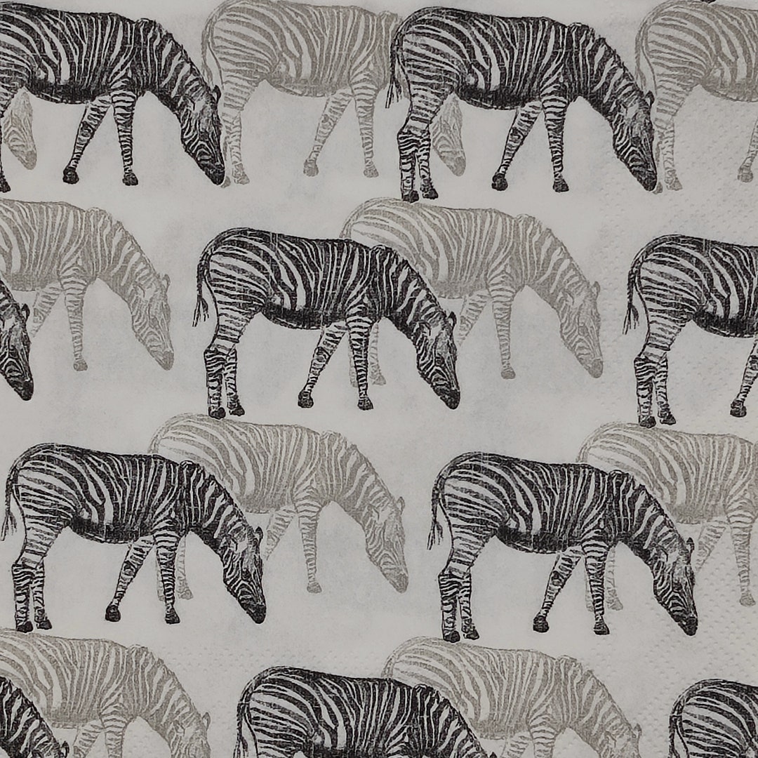 4 Retro Zebras Paper Napkins for Decoupage Craft Collage Journal ...