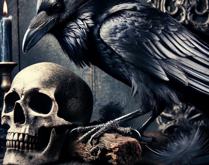 Raven and Skull Rice Paper, Dark Gothic Design for Decoupage Project ...