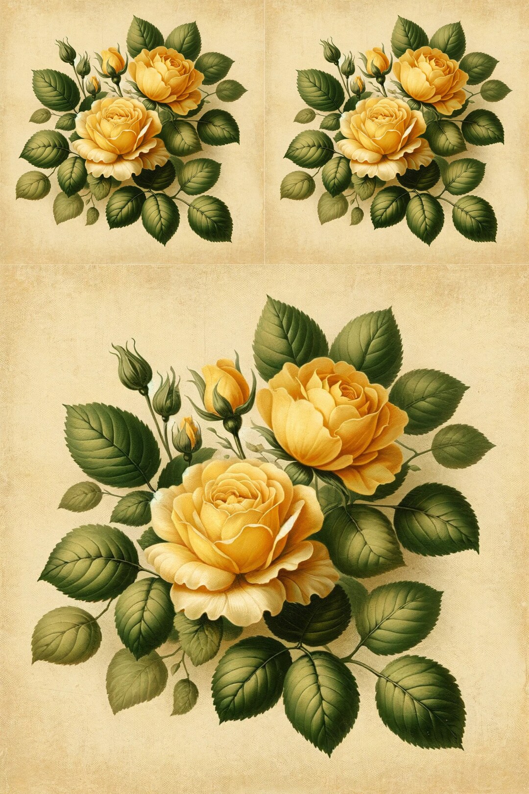 Decorative Rice Paper, Vintage Yellow Roses, Junk Journal, Card Making ...