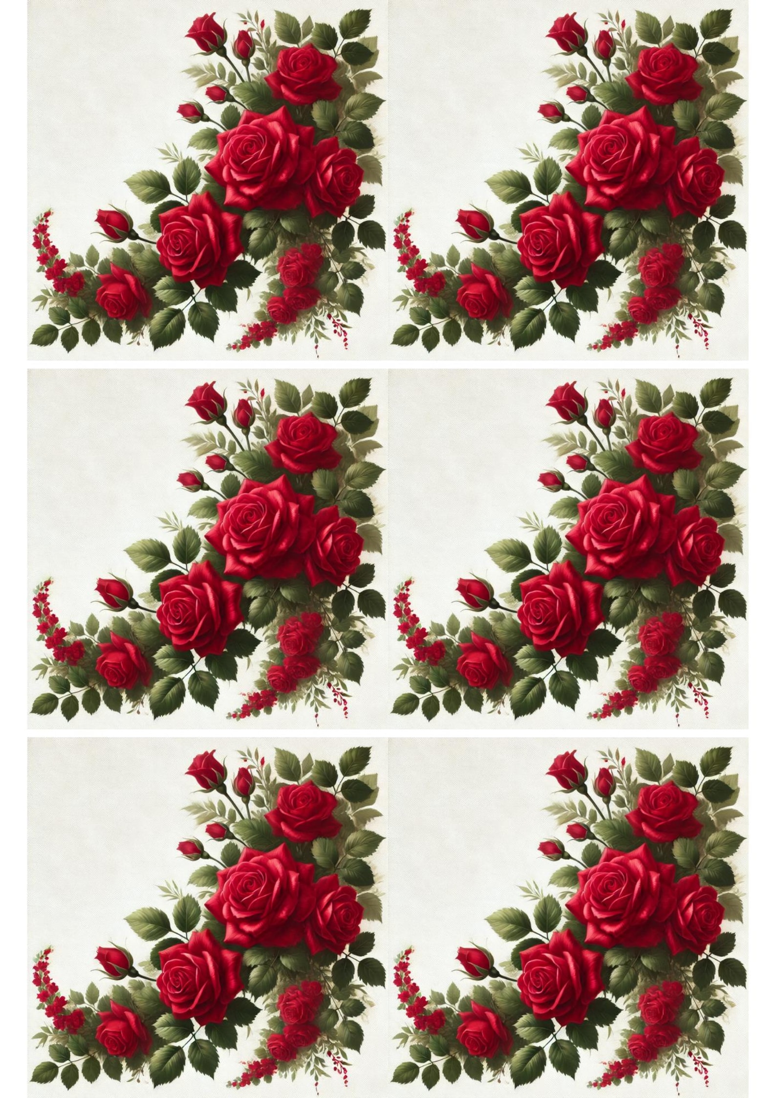 Red Roses Garland Rice Paper: A4 Decoupage Sheet - Etsy