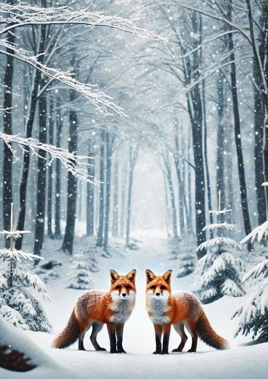 Foxes in Snowy Forest Rice Paper for Decoupage: Winter Craft Paper - Etsy