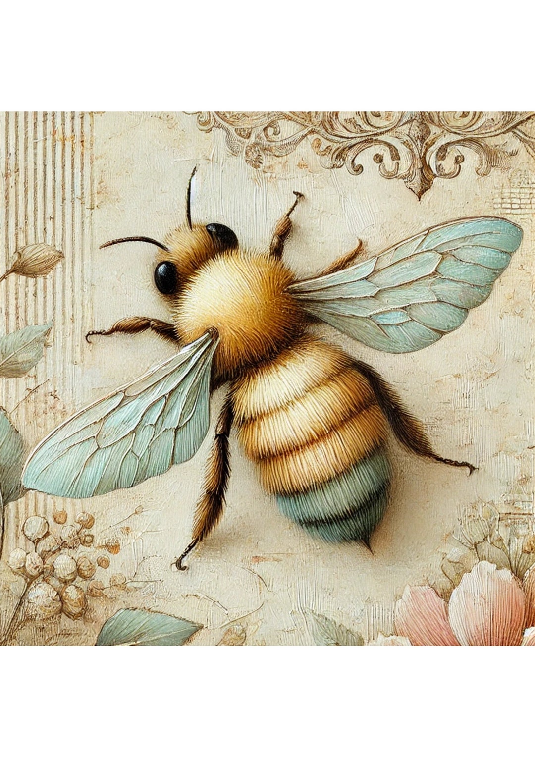 Shabby Chic Bee Rice Paper - Decoupage, Scrapbooking (A4) - Etsy