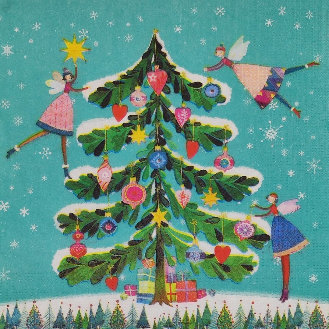 Christmas Tree & Elf's Decorative Paper Napkin for Decoupage Craft ...