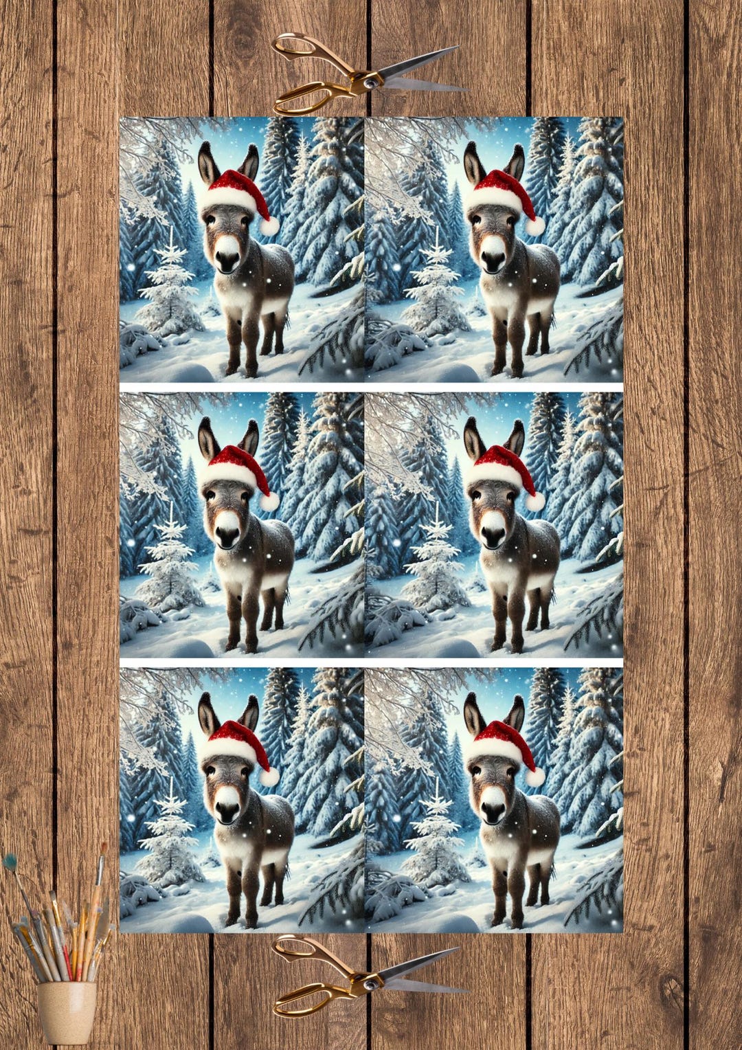 Winter Donkey Collage Sheet: A4 Decoupage Rice Paper - Etsy