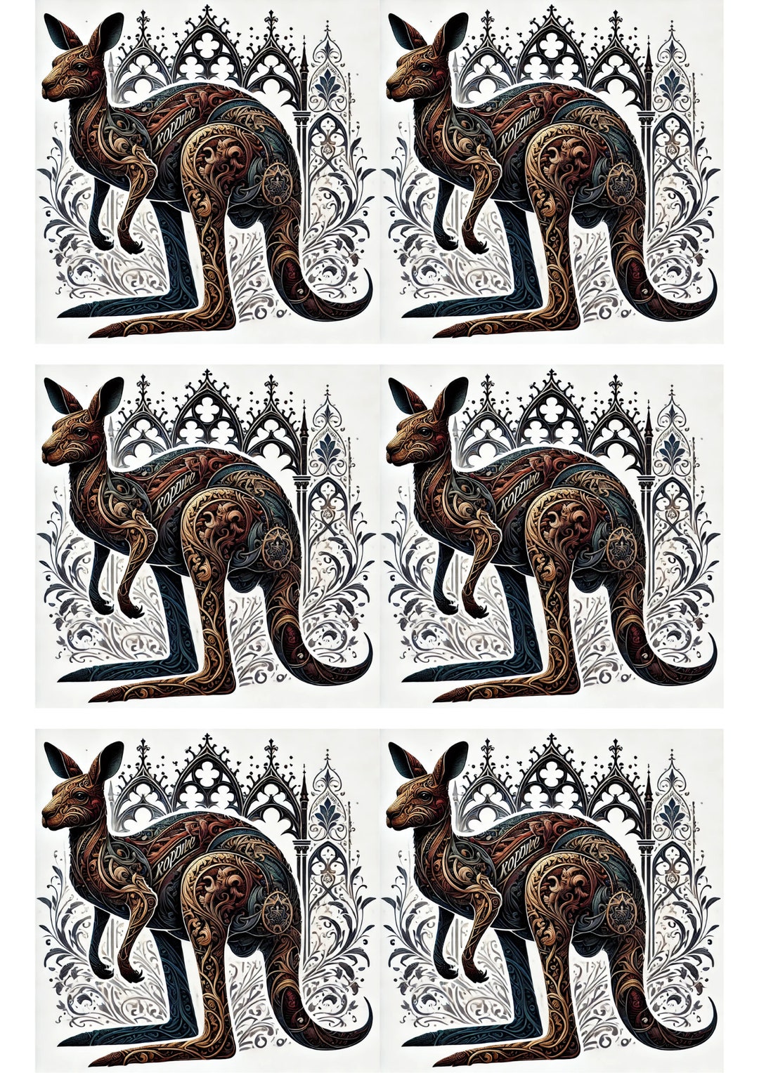 Kangaroo Collage Sheet: Gothic Decoupage Rice Paper (A4) - Etsy