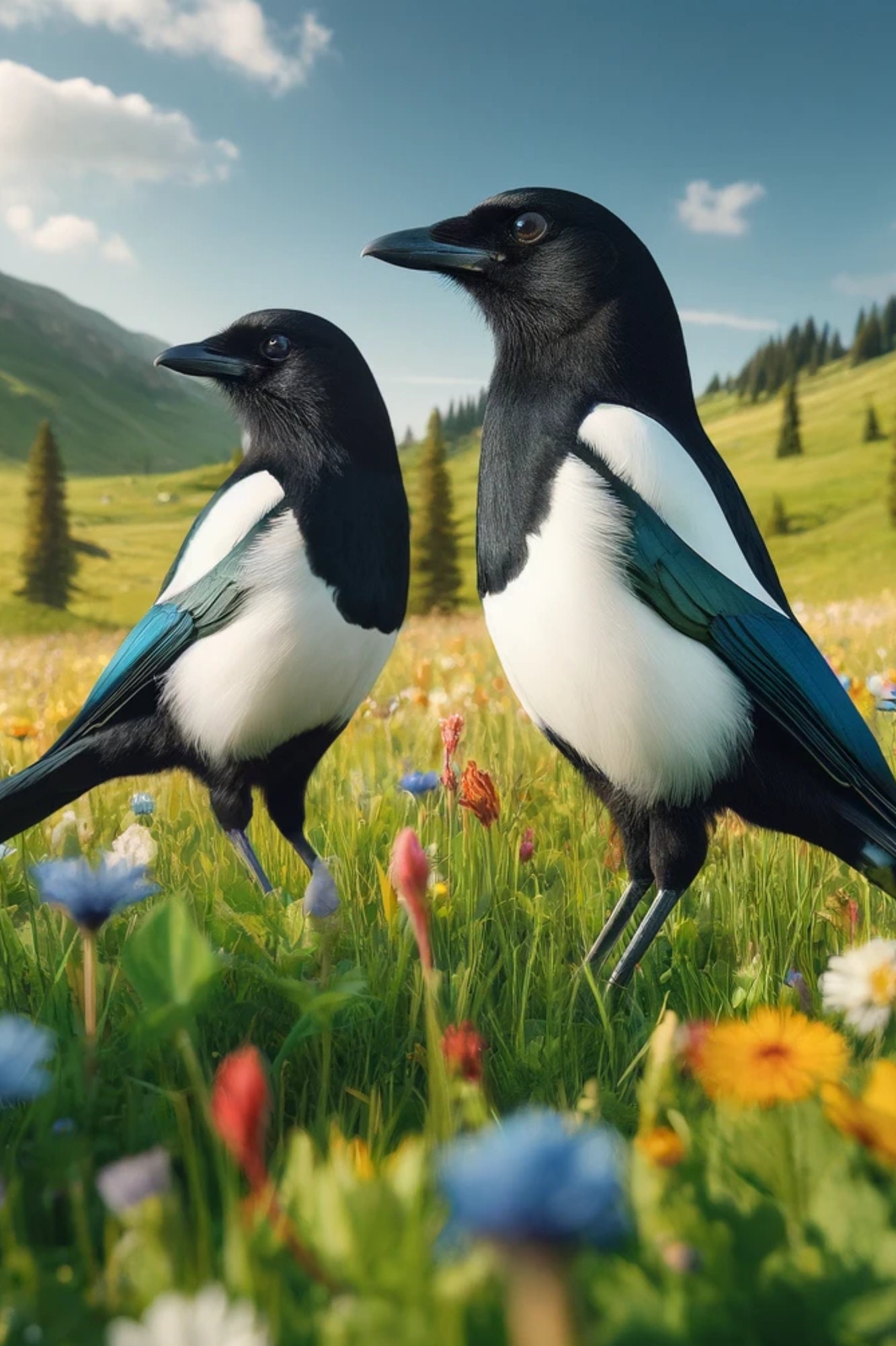 Rice Paper for Decoupage Craft Scrapbooking Collage Two Magpies on ...