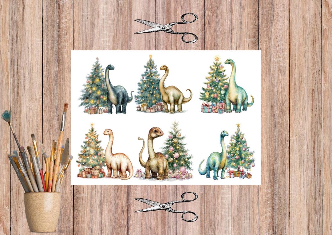 Watercolor Christmas Brontosaurus Rice Paper for Decoupage - Cute ...