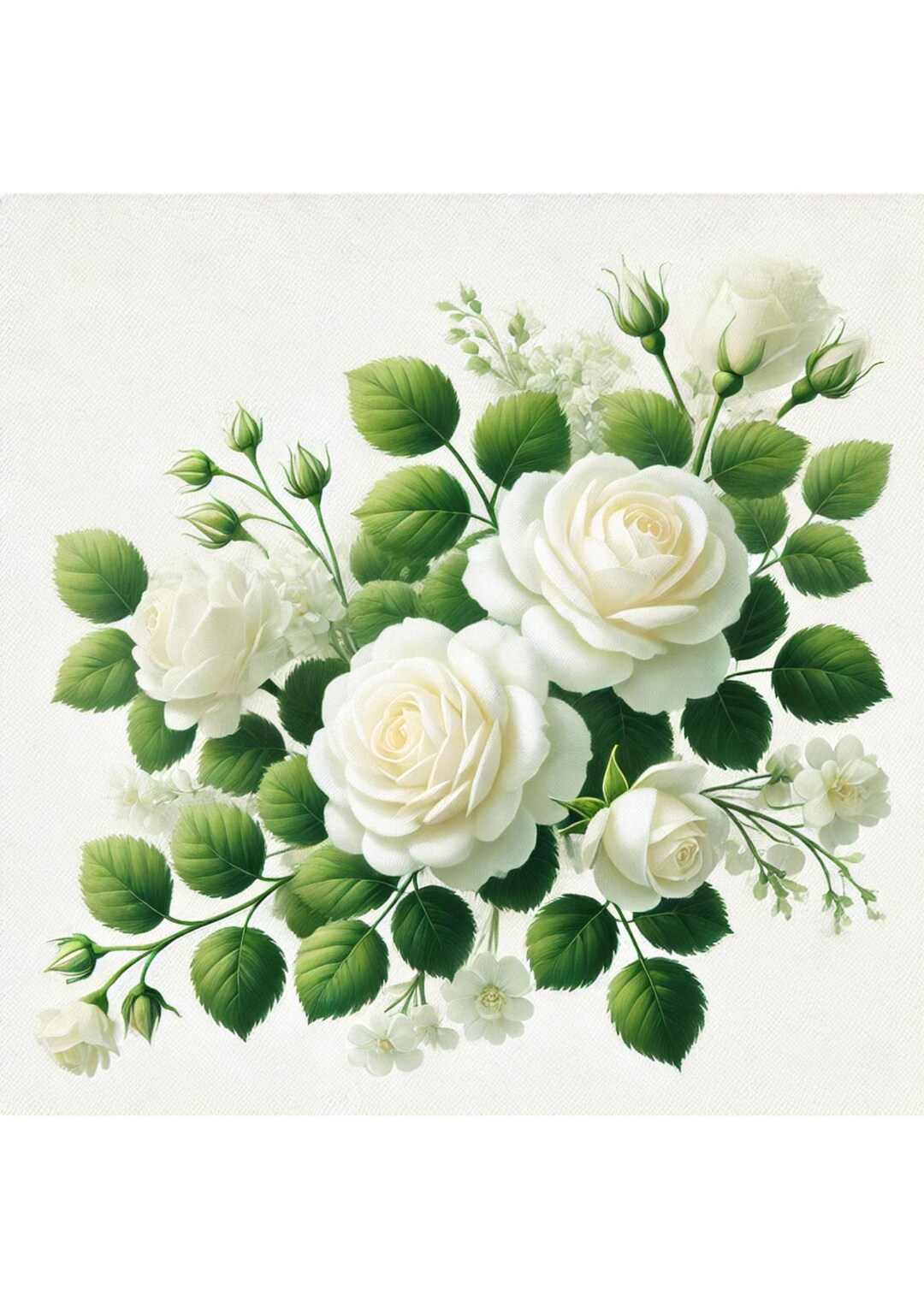 White Rose Garland Rice Paper, Wedding Roses Craft Paper, Shabby Chic ...