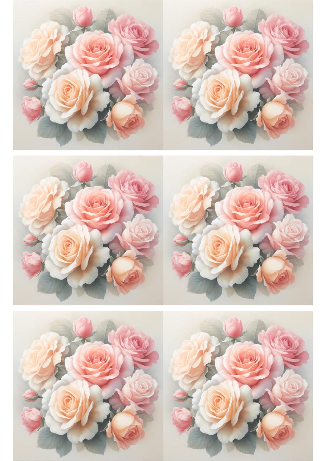 Rice Paper for Decoupage, Pastel Roses Collage Sheet, Scrapbook, Art ...