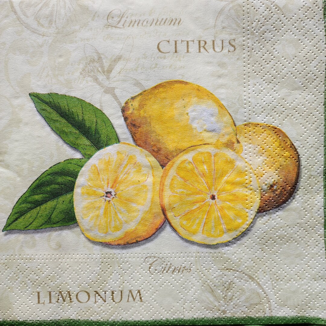 3 Lemon Paper Napkins for Decoupage & Craft Scrapbooking Tissue Paper ...