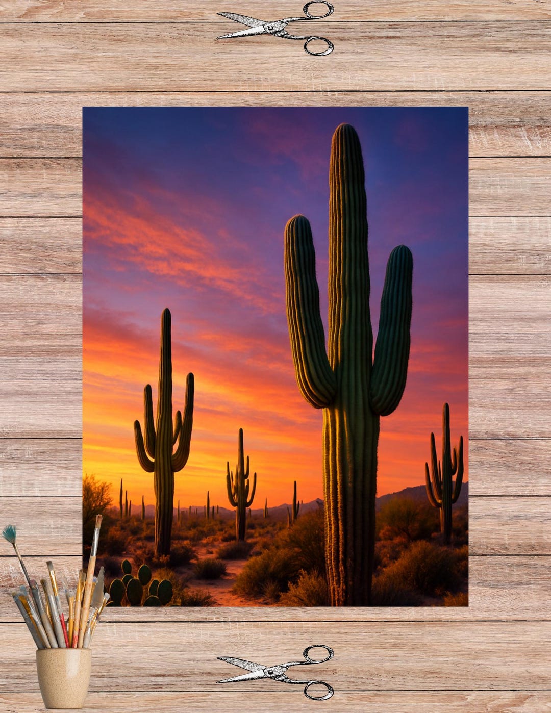 Photorealistic Cactus Desert Rice Paper for Decoupage: Sunset Scene - Etsy