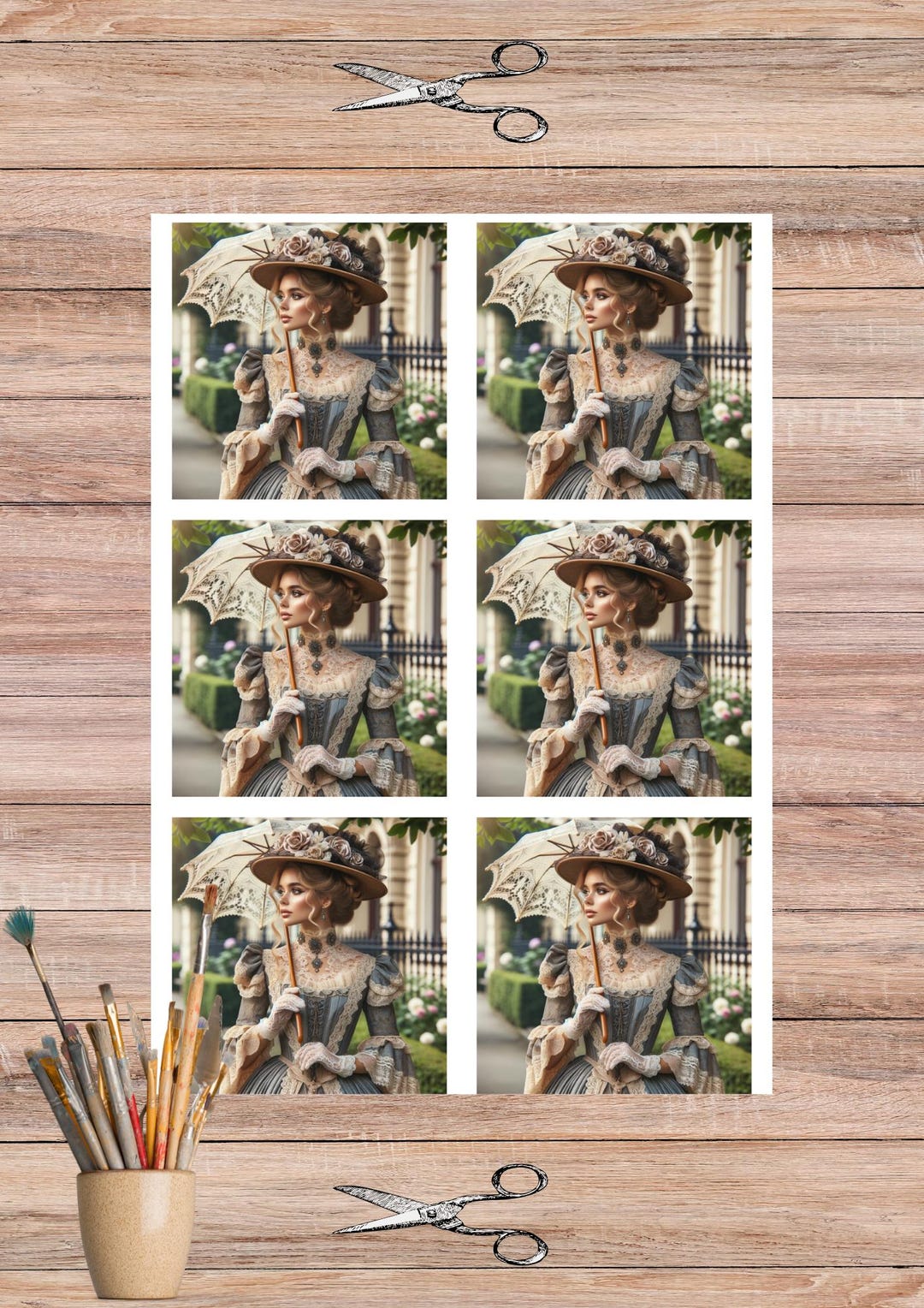 Victorian Lady Rice Paper – Elegant Woman With Parasol – Vintage ...