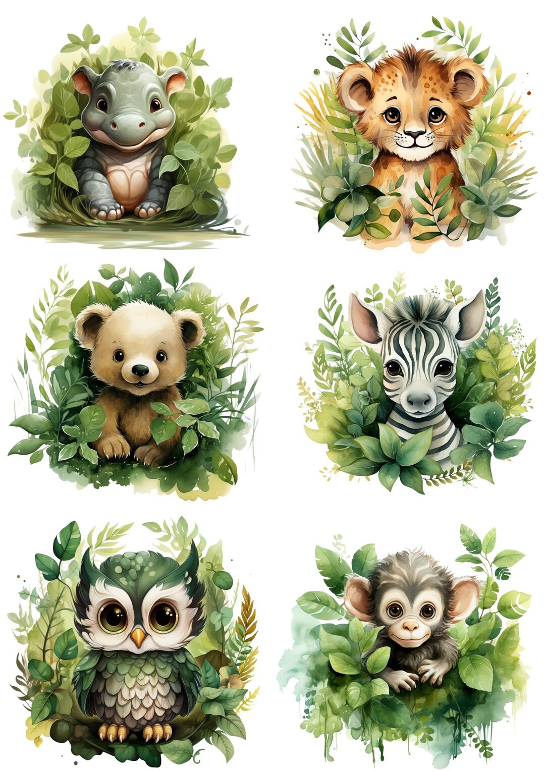 Leafy Jungle Background Rice Paper for Decoupage, Jungle Animals ...