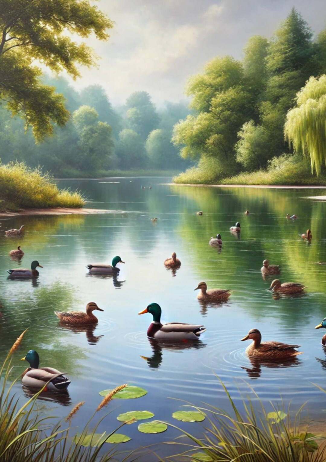 Summer Lake and Ducks, Premium Rice Paper for Decoupage, Art Journal ...
