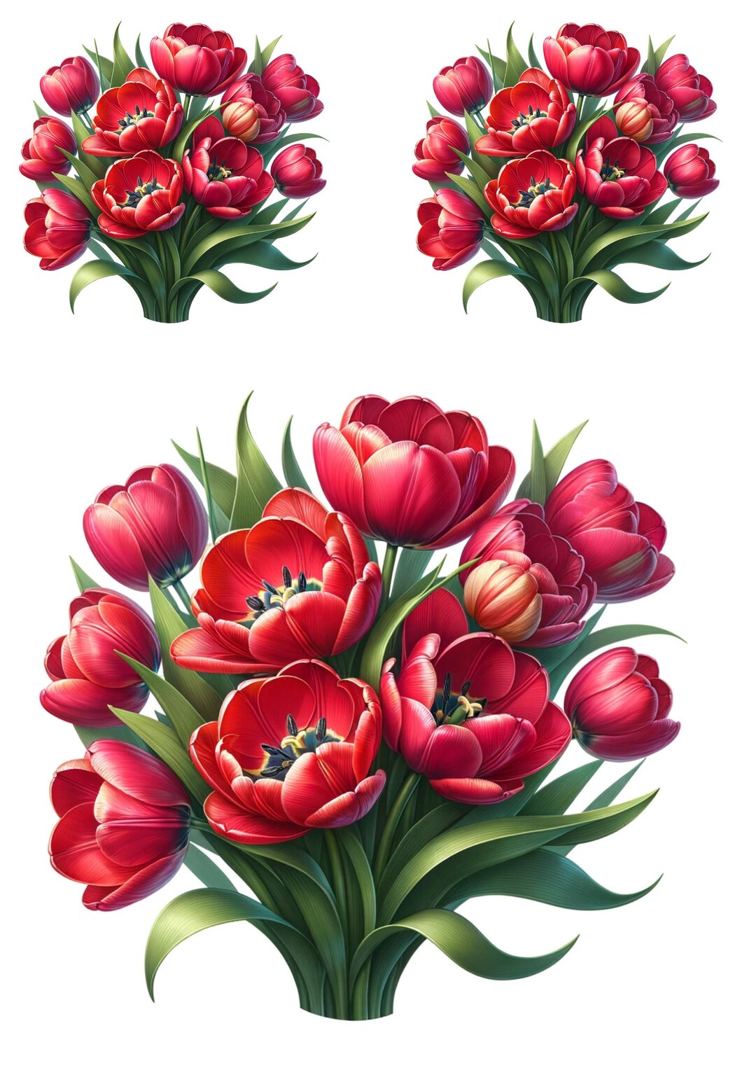 Bouquet of Red Tulips - Decorative Rice Paper for Decoupage Craft ...