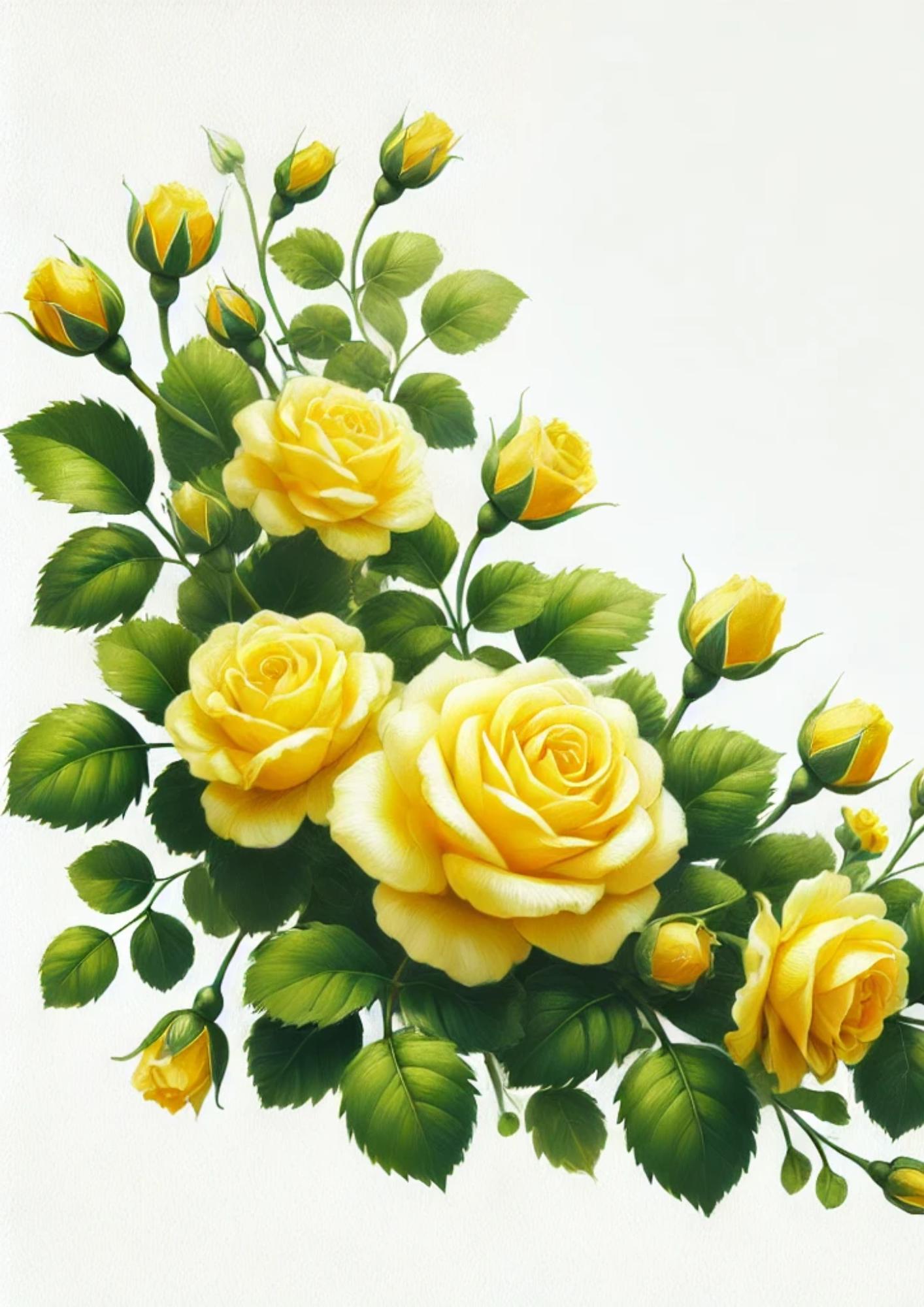 Yellow Rose Garland Rice Paper: Floral Decoupage Paper (A4) - Etsy