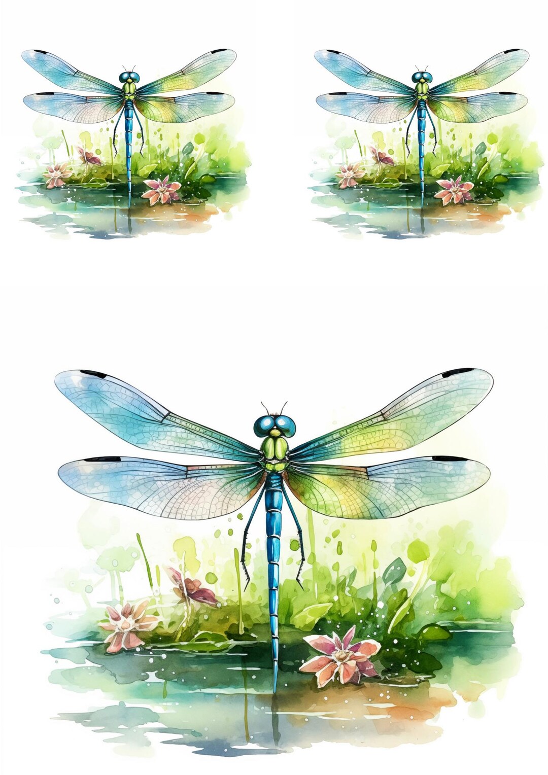 Dragonfly Rice Paper, Pastel Floral Decoupage Paper, Springtime ...