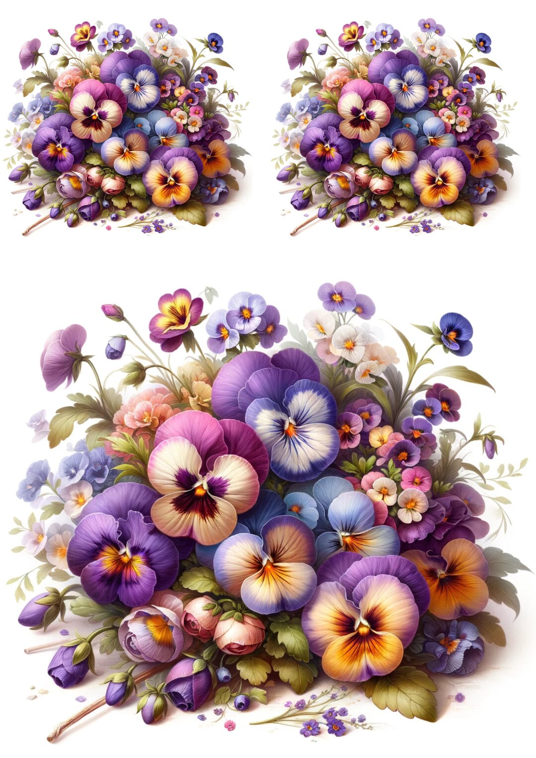 Pansies Decorative Rice Paper for Decoupage Craft Scrapbooking Collage ...