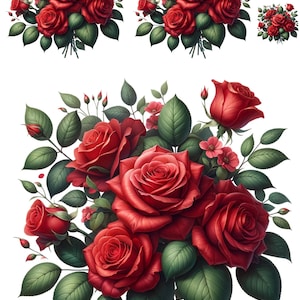 Red Roses Bouquets - Scrapbooking Paper - Decoupage Rice Paper for ...