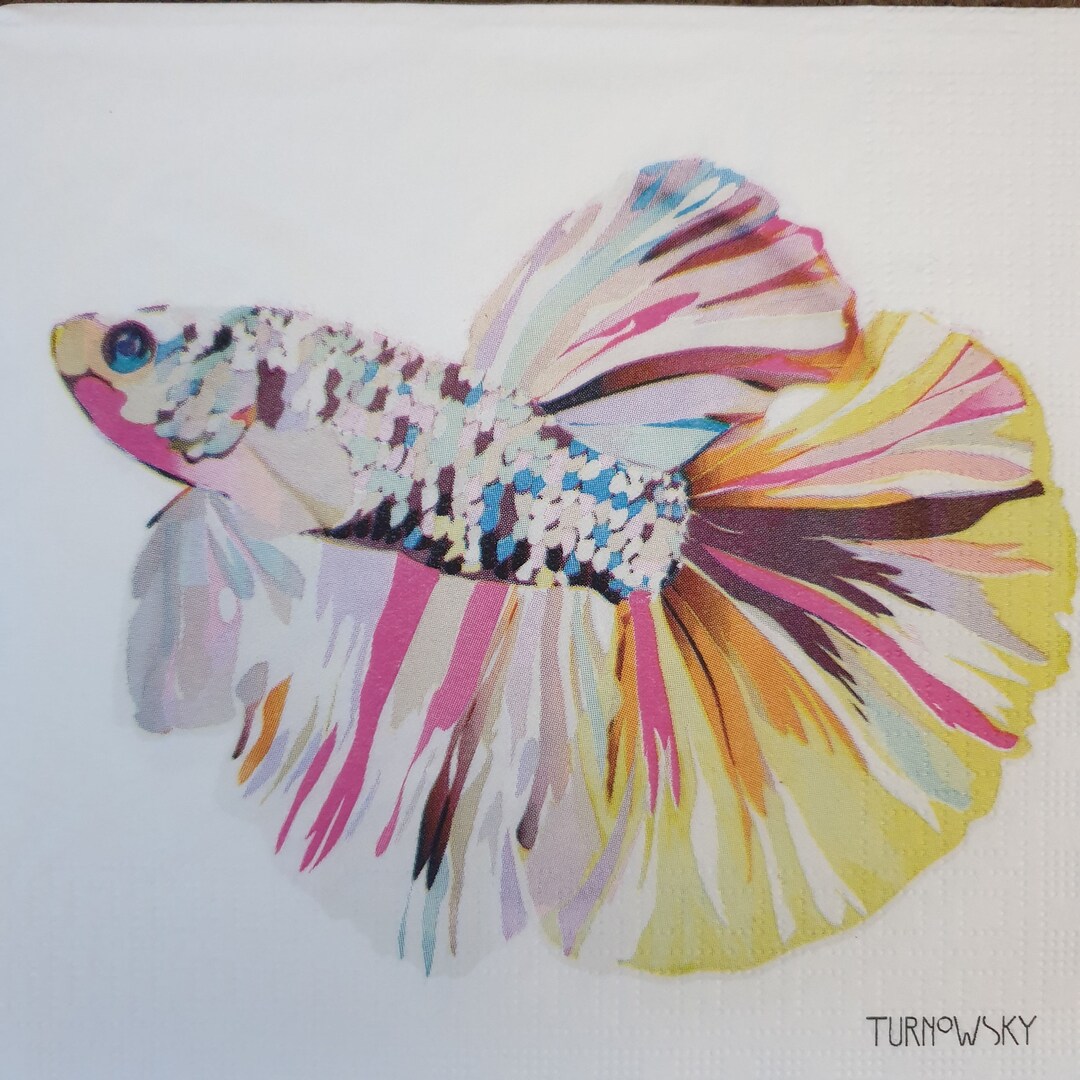 Watercolor Ocean Fish Decorative Paper Napkin for Decoupage - Etsy