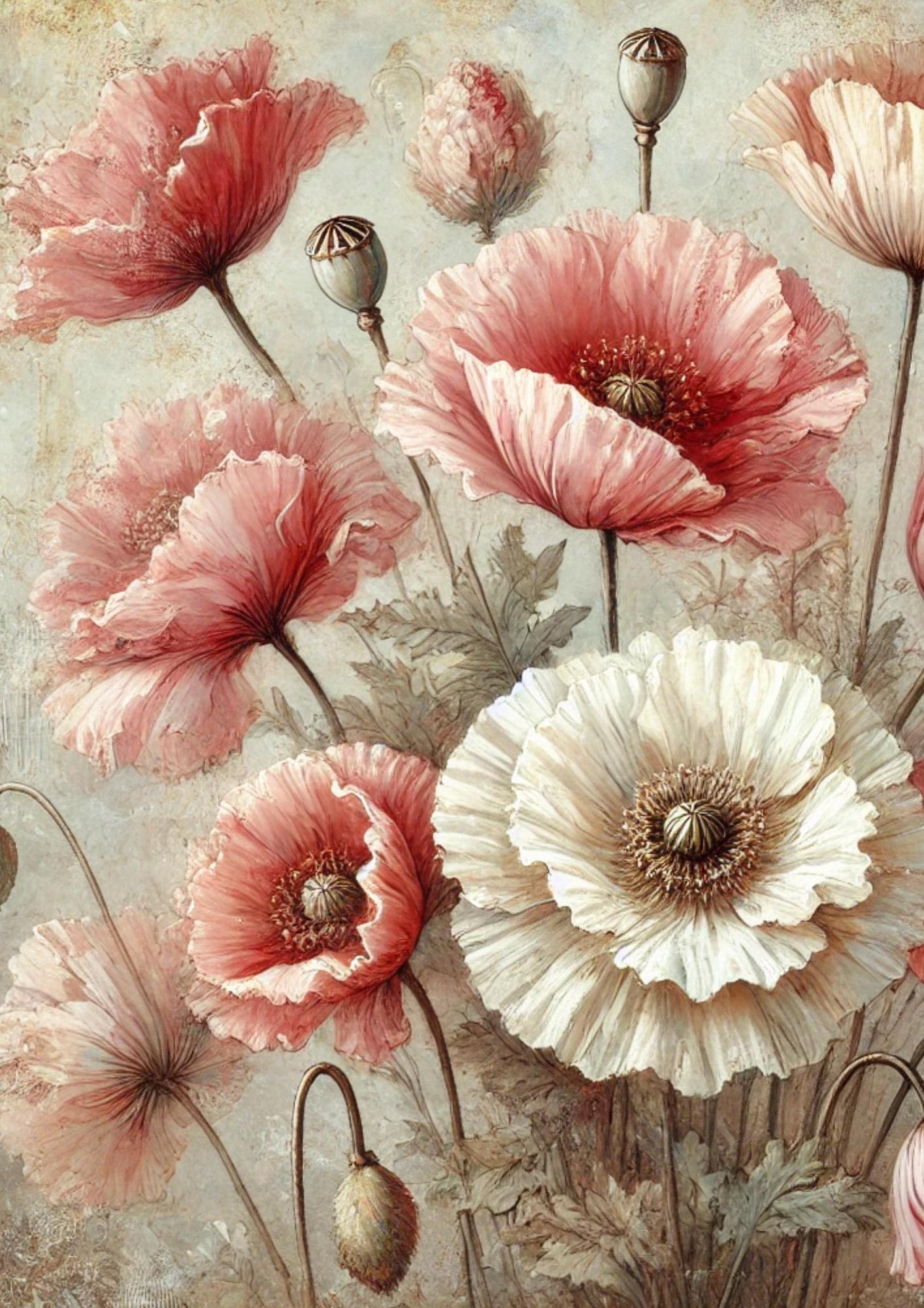 Red Poppies Rice Paper: Shabby Chic Decoupage, Art Journal (A4) - Etsy