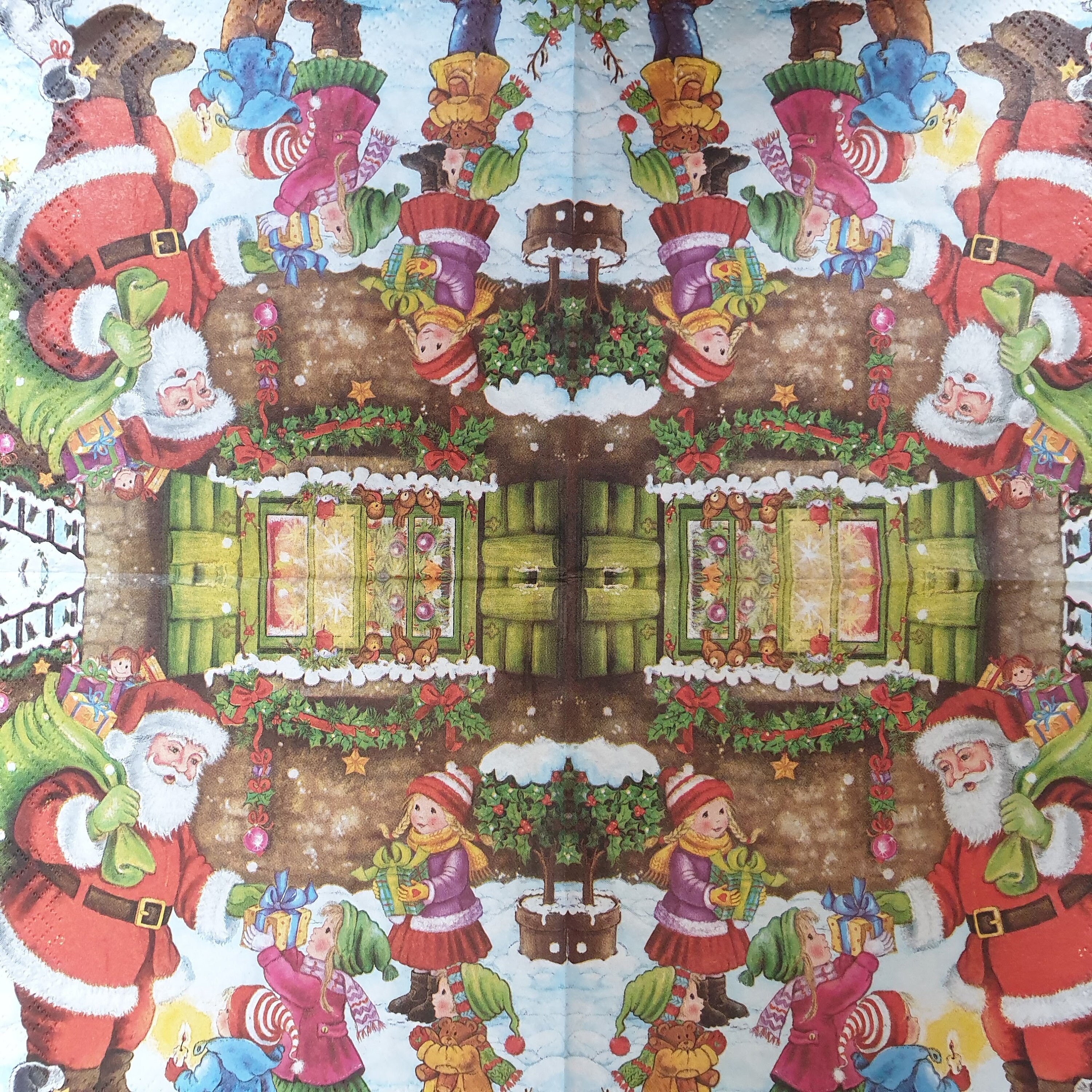 Santa Giving Presents Paper Napkins: Christmas Decoupage, Scrapbooking ...